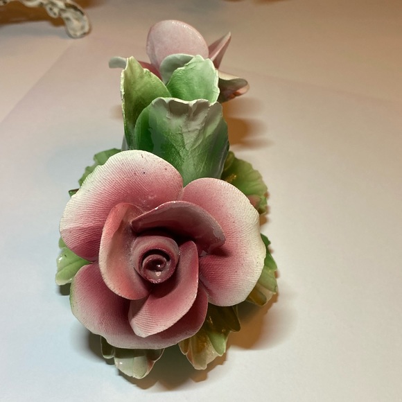 Capodimonte | Accents | Vintage Capodimonte Rose Candle Holder | Poshmark